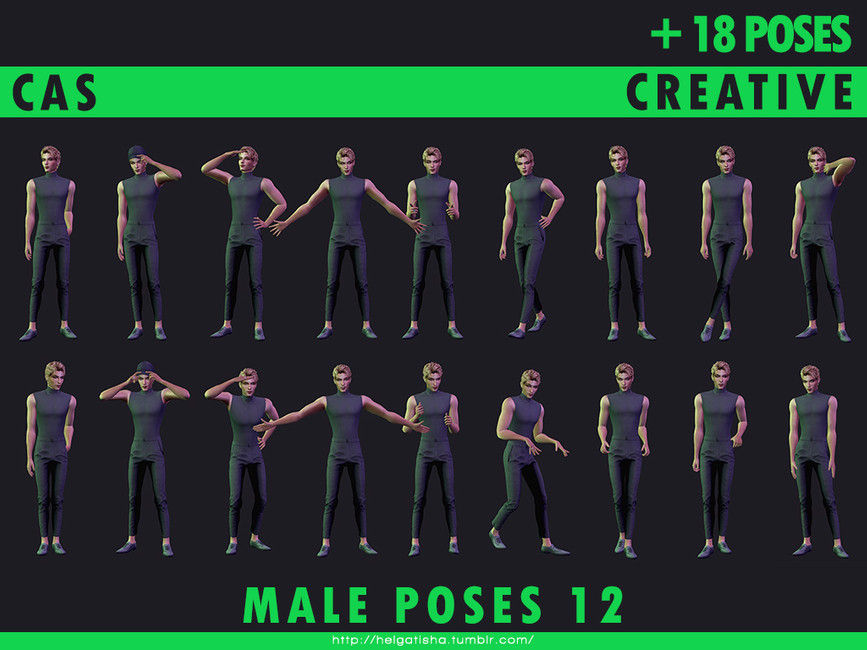 The Sims Resource - Male poses 12 CAS goofball