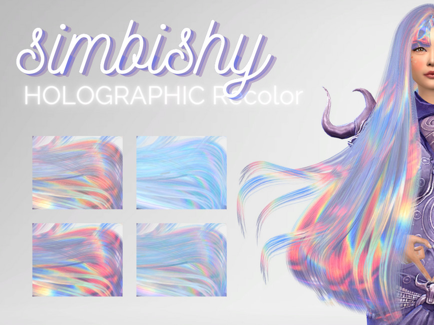 The Sims Resource - Holographic Rainbow Hair | Recolor of NILYN ...