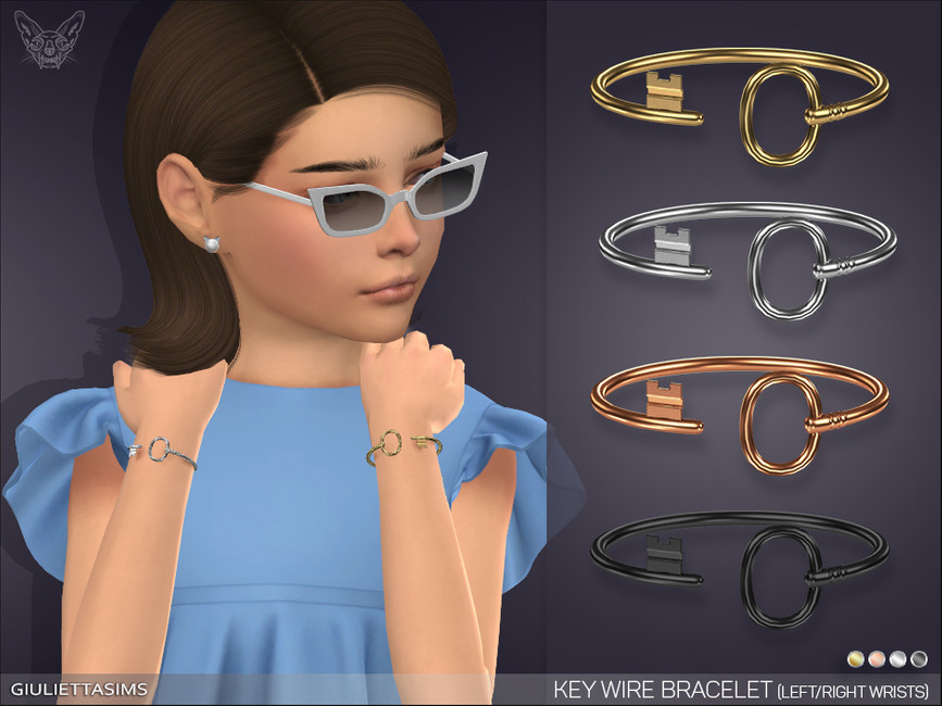 The Sims Resource - Key Wire Bracelet Set For Kids (left/right wrists)