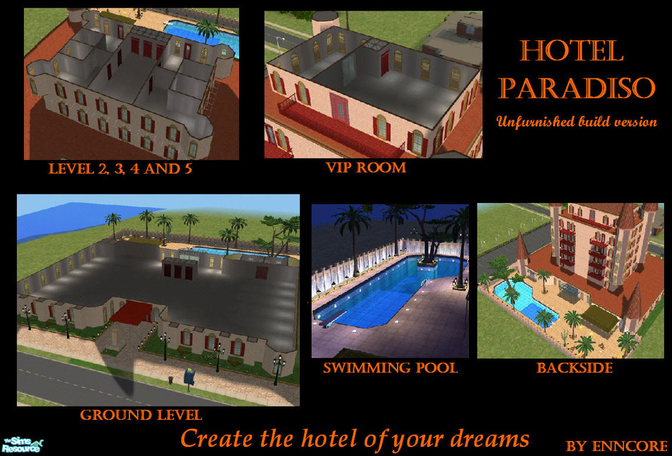 The Sims Resource - Hotel Paradiso unfurnished build version
