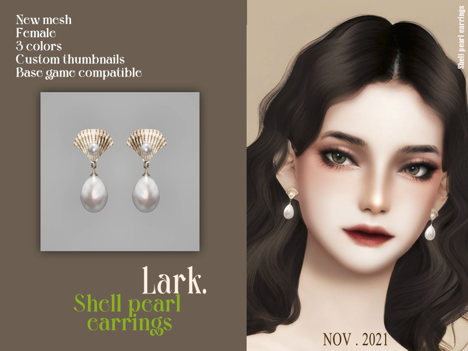 The Sims Resource | [Lark]Shell pearl earrings