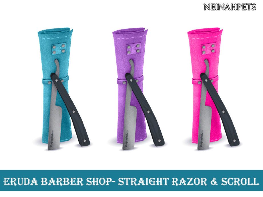 The Sims Resource - Eruda Barber Shop - Straight Razor and Scroll{Mesh ...