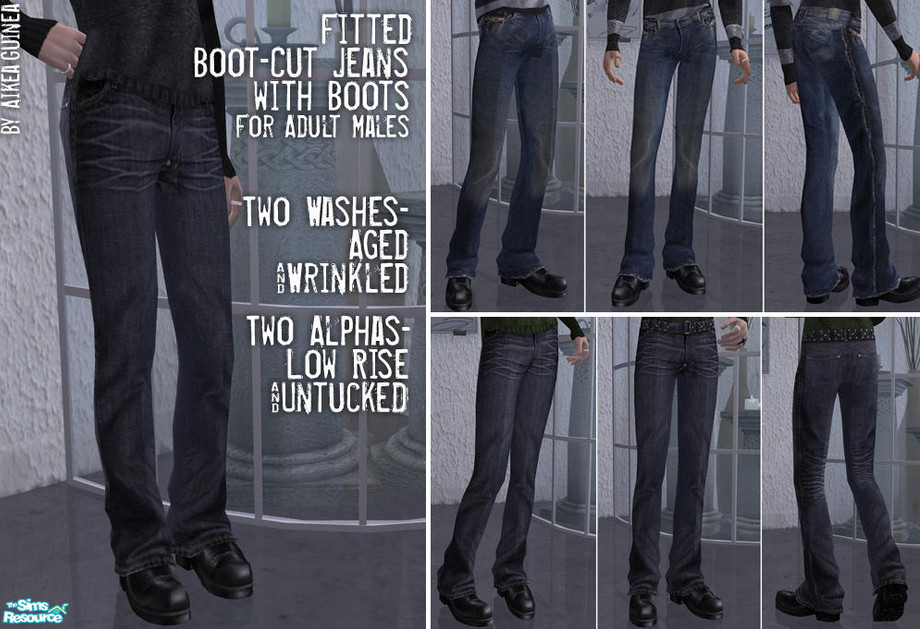 The Sims Resource | Set of 4 Adult Male Boot Cut Jeans