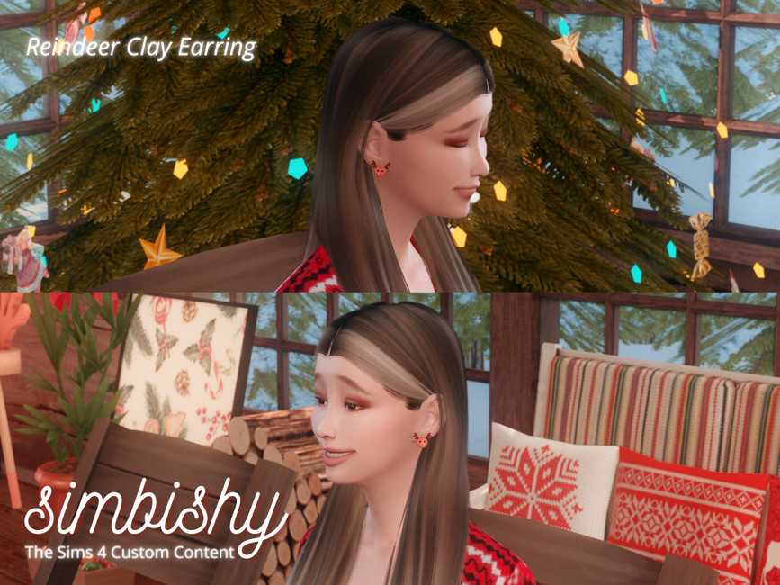 The Sims Resource - Reindeer Clay Earring (Christmas)