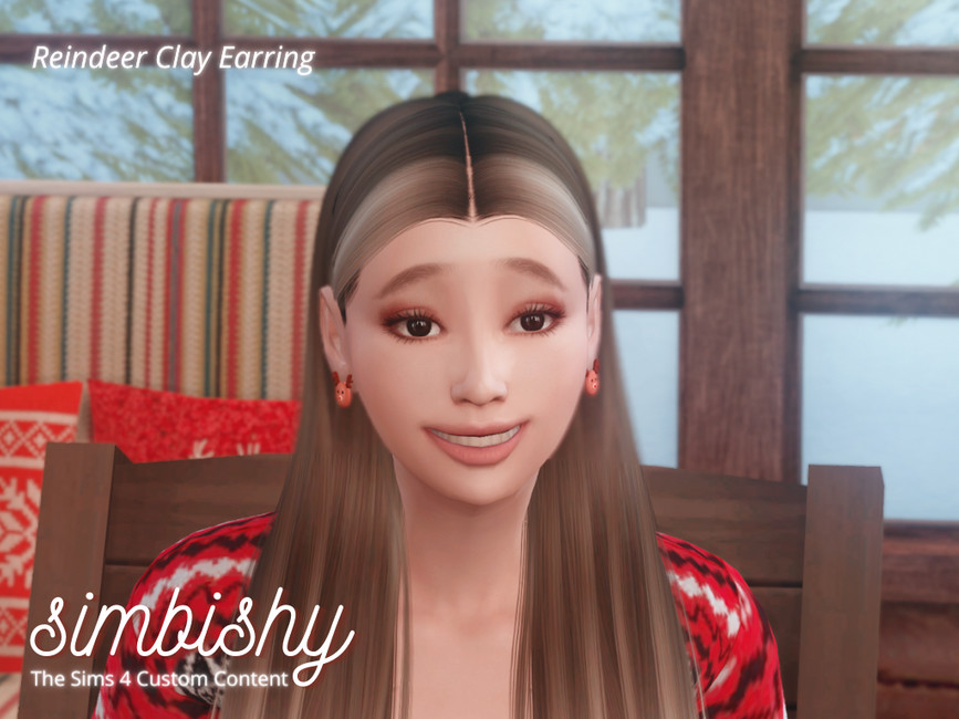 The Sims Resource - Reindeer Clay Earring (Christmas)