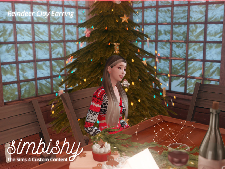 The Sims Resource - Reindeer Clay Earring (Christmas)