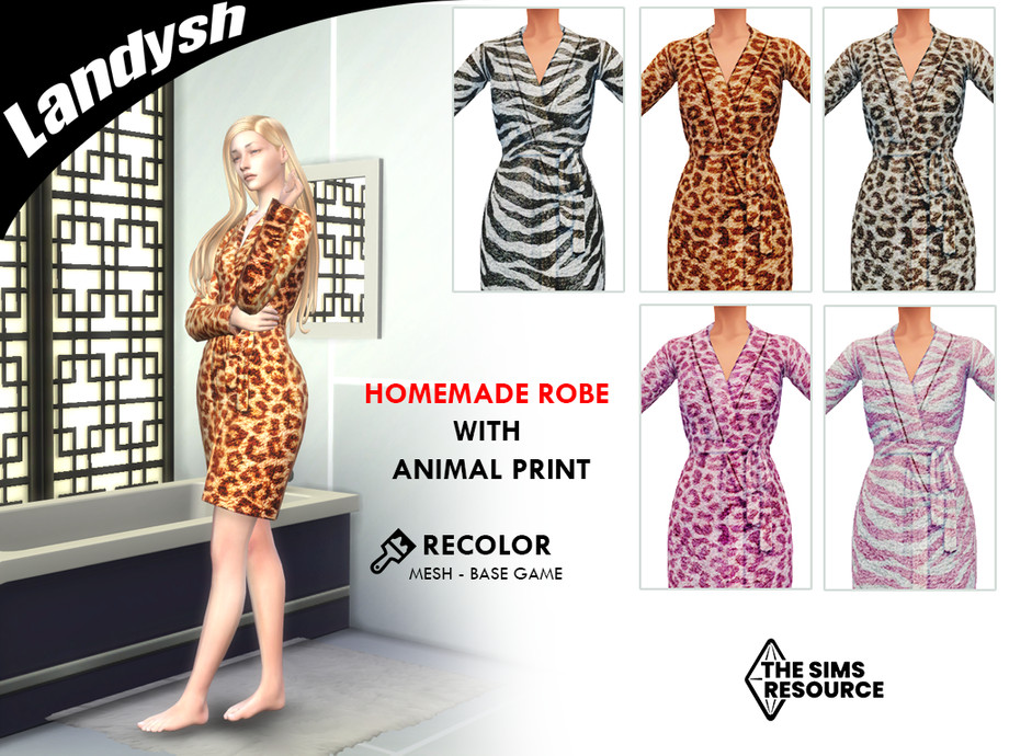 The Sims Resource | Homemade Robe with Animal Print [RECOLOR]