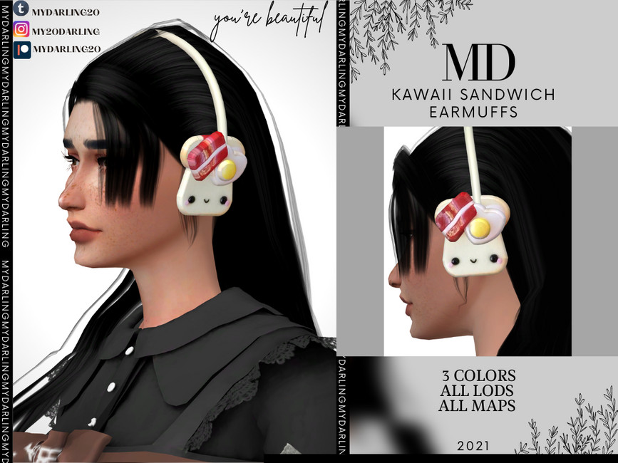 The Sims Resource - kawaii sandwich earmuffs ADULT