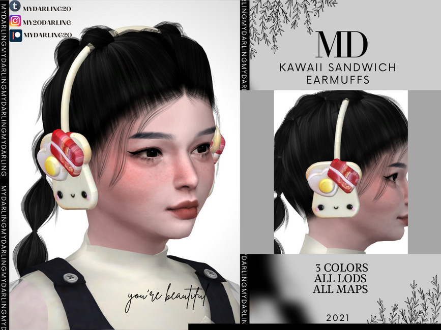 The Sims Resource - kawaii sandwich earmuffs CHILD