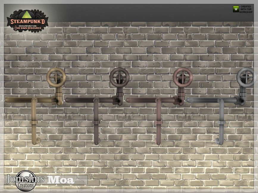 The Sims Resource - Steampunked Moa living wall deco pipes