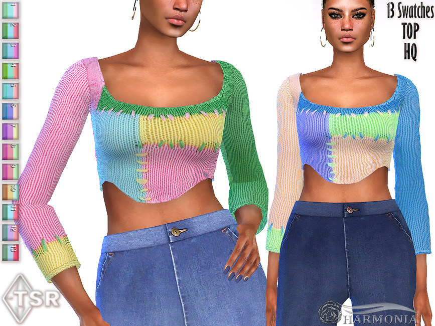 The Sims Resource - Patchwork Knit Corset Top