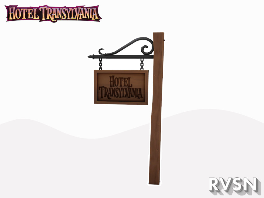 The Sims Resource | Hotel Transylvania Hotel Bran Outdoor Sign