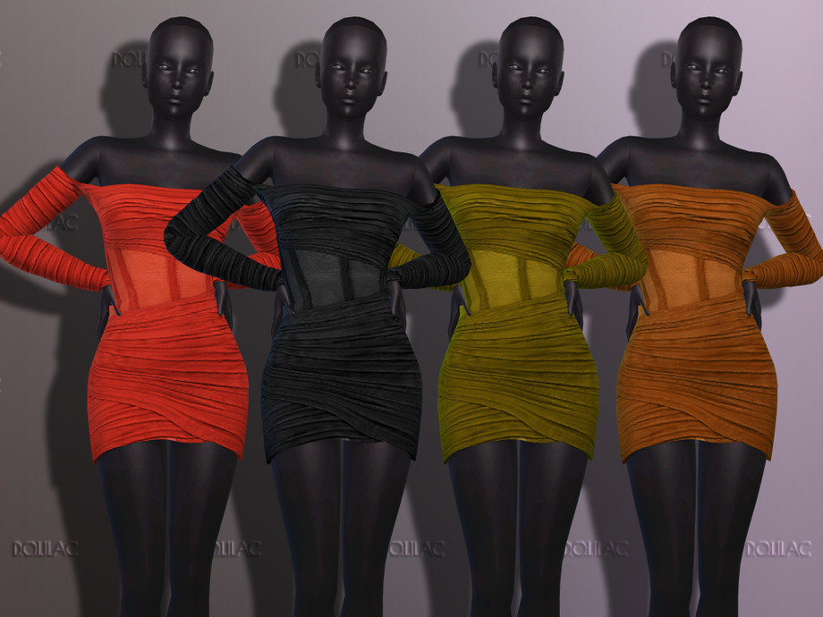 The Sims Resource | Ruched Mesh Asymmetric Corset Dress DO258