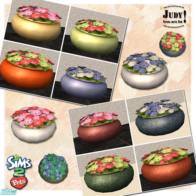 The Sims Resource - Judy Flower Pot Recolor Set