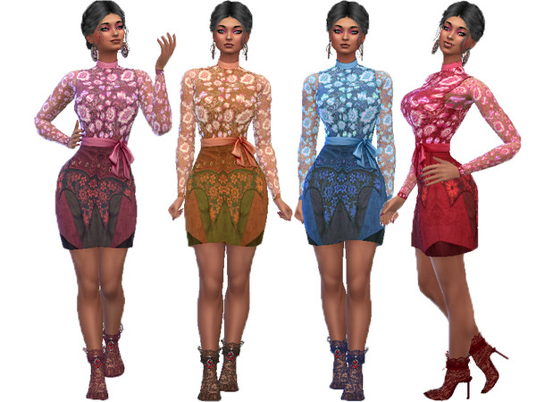 The Sims Resource | Smocked neck dress recolor