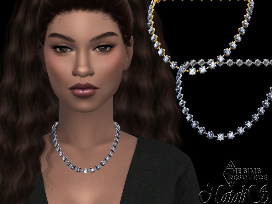 The Sims Resource - Princess cut crystals medium necklace