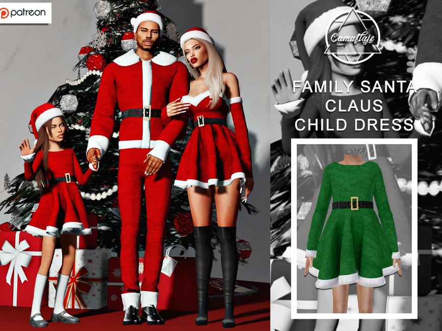 The Sims Resource - [PATREON] Family Santa Claus - Child Dress