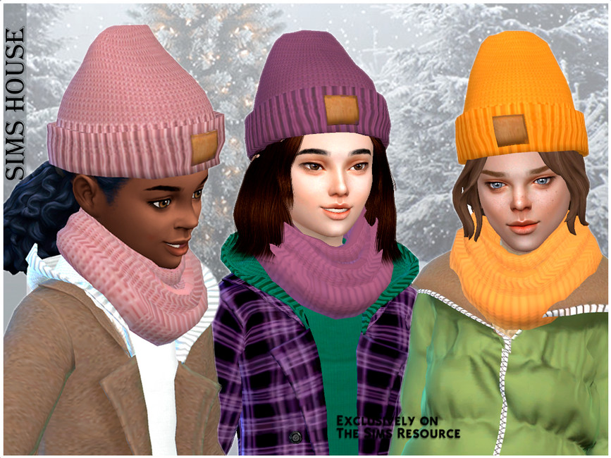 The Sims Resource - Children's knitted scarf collar F/M