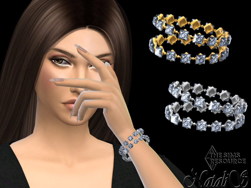 The Sims Resource - Princess cut crystals double bracelet