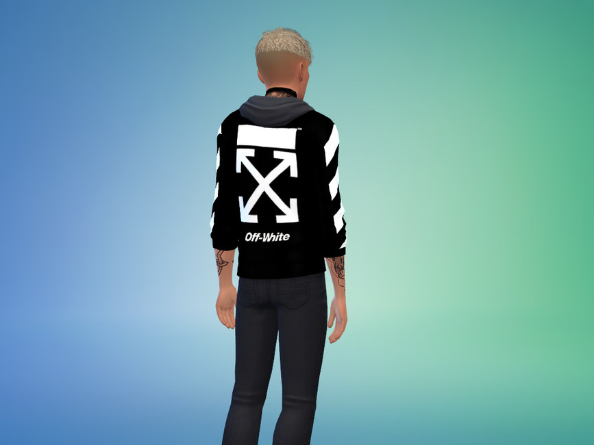 The Sims Resource - Off white hoodie (black and white)