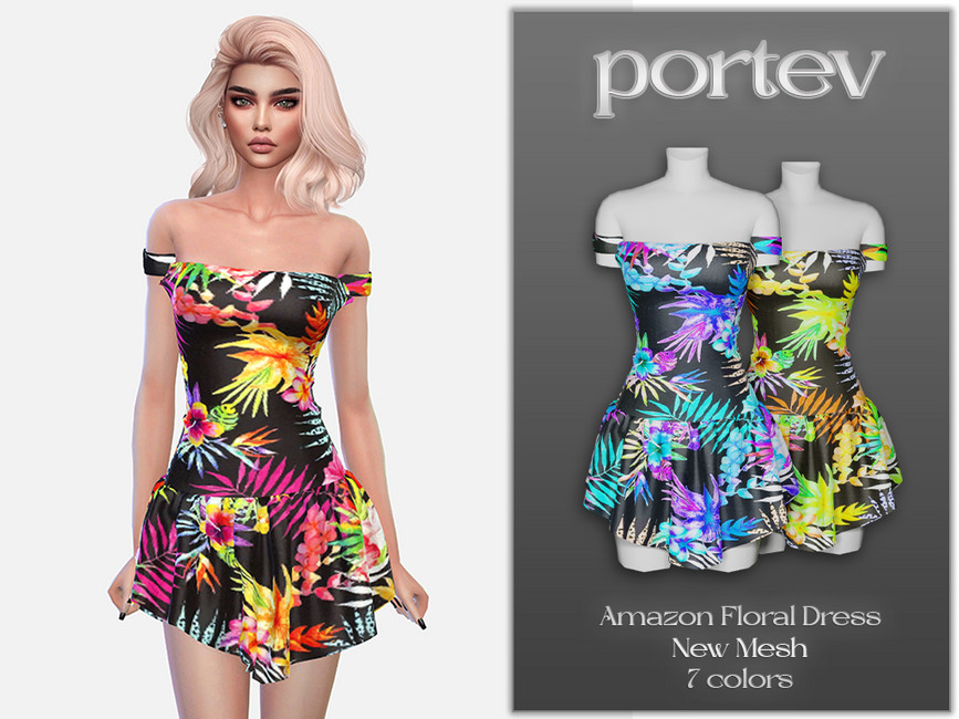 The Sims Resource - Amazon Floral Dress