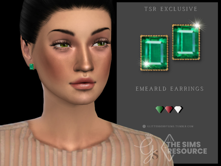 The Sims Resource - Emerald Earrings