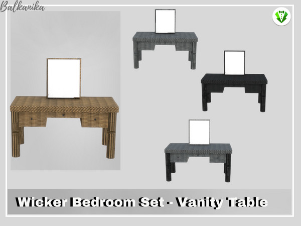 The Sims Resource | Wicker Bedroom Set - VanityTable