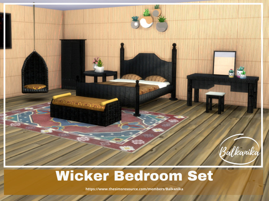 The Sims Resource - Wicker Bedroom Set