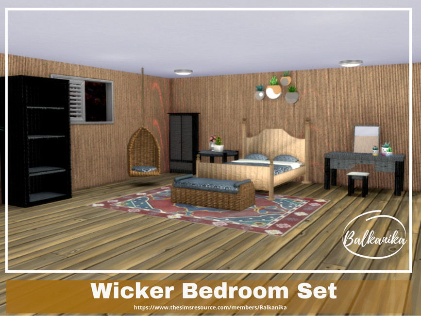 The Sims Resource - Wicker Bedroom Set