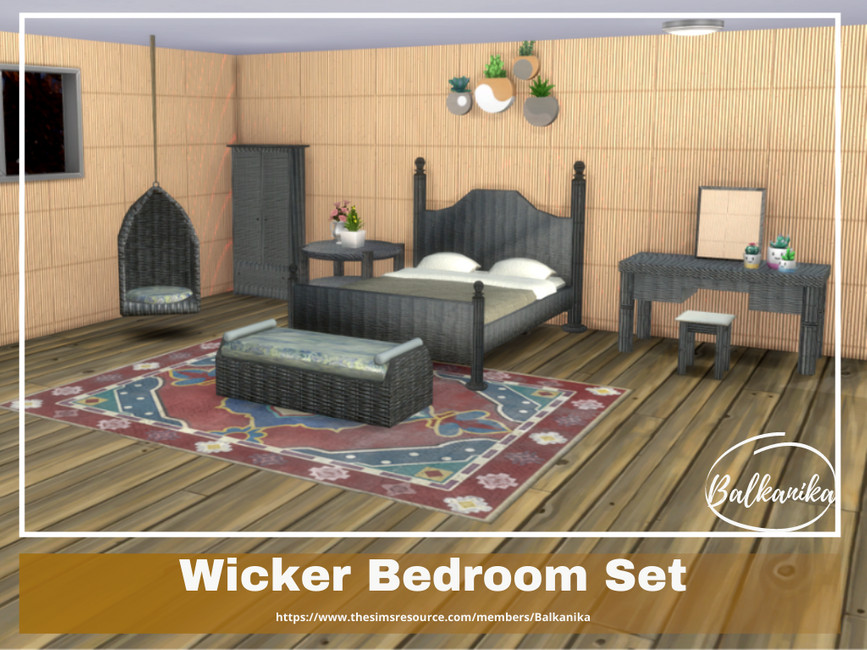 The Sims Resource - Wicker Bedroom Set