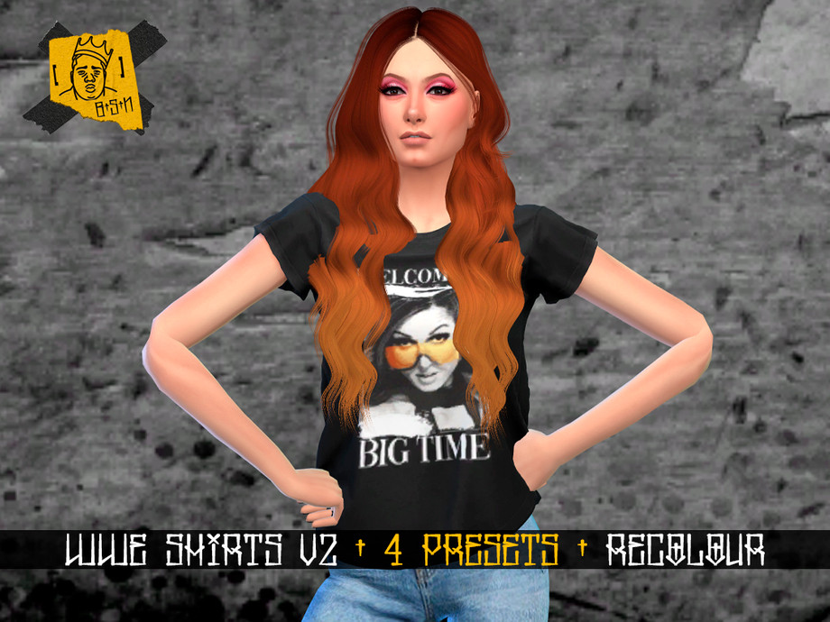 The Sims Resource | WWE Female T-Shirt V2 - Mesh Needed