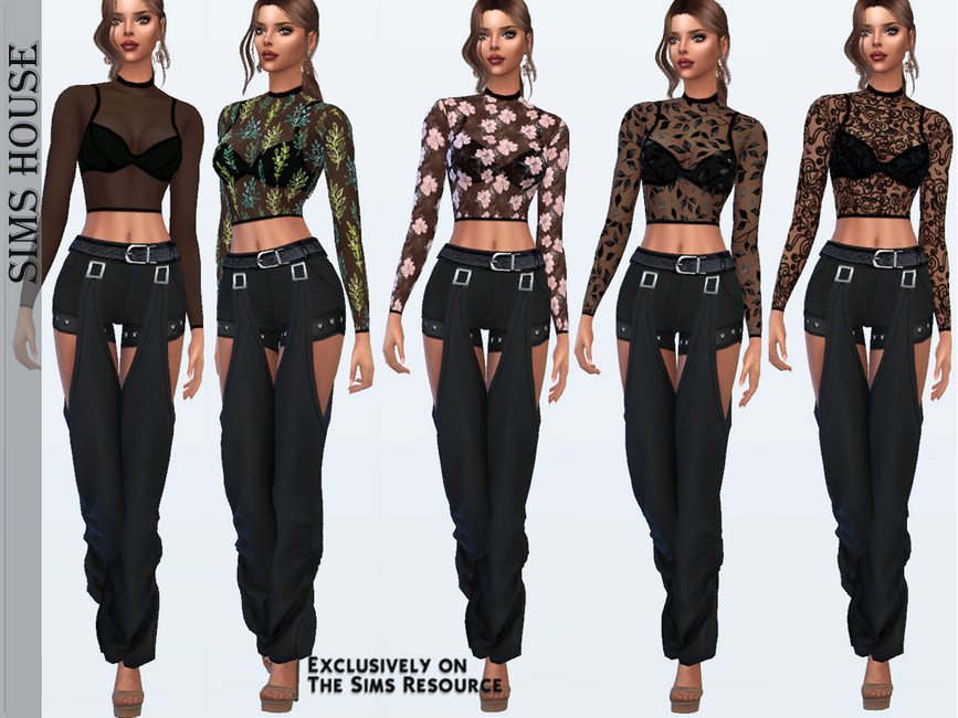 The Sims Resource - Long Sleeve Sheer Top