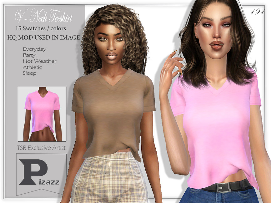 The Sims Resource - V - Neck Teeshirt