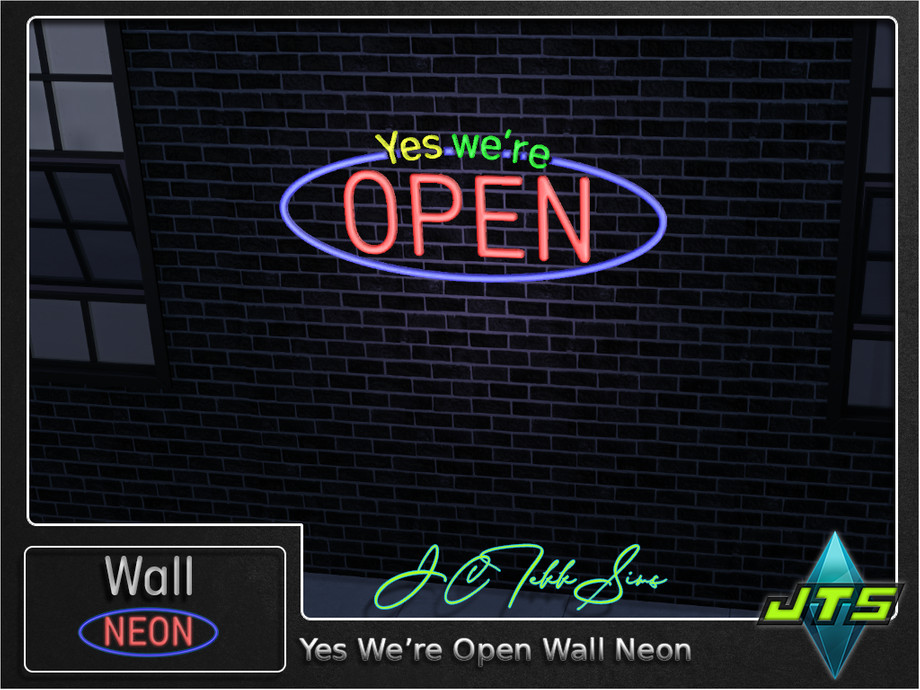 The Sims Resource | Yes We're Open Neon Wall Light