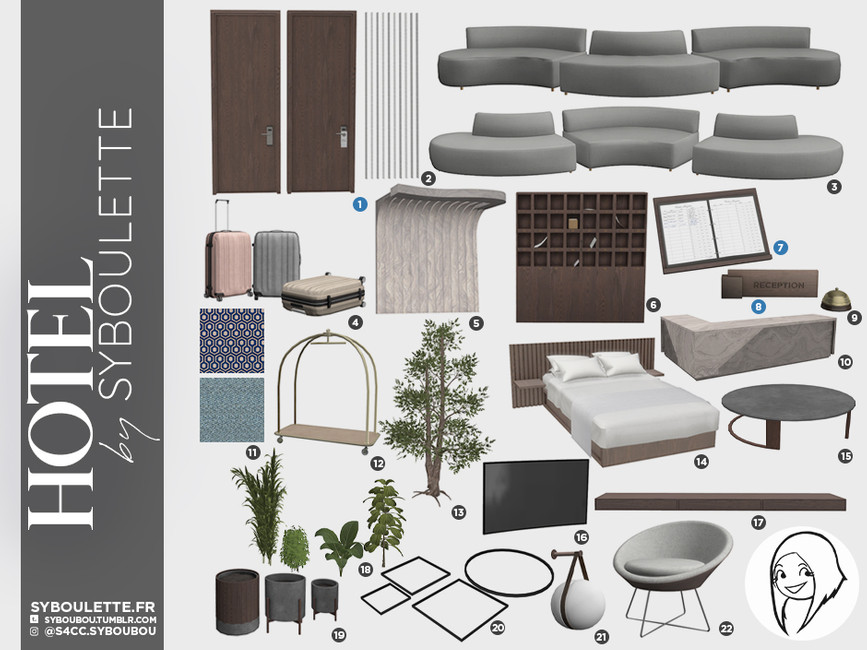 The Sims Resource - Patreon Early Release - Hotel set - Part 1: Reception