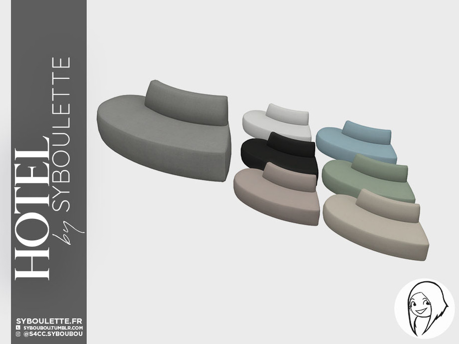 The Sims Resource - Hotel - Sectional Curved Sofa - Left End - Convexe