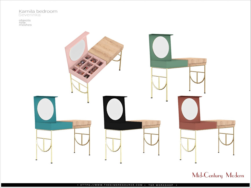 The Sims Resource - Mid-Century Modern - Kamila vanity table