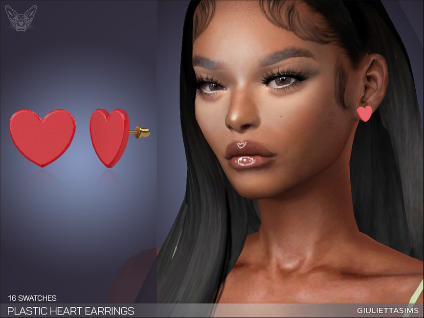 The Sims Resource - Plastic Heart Earrings