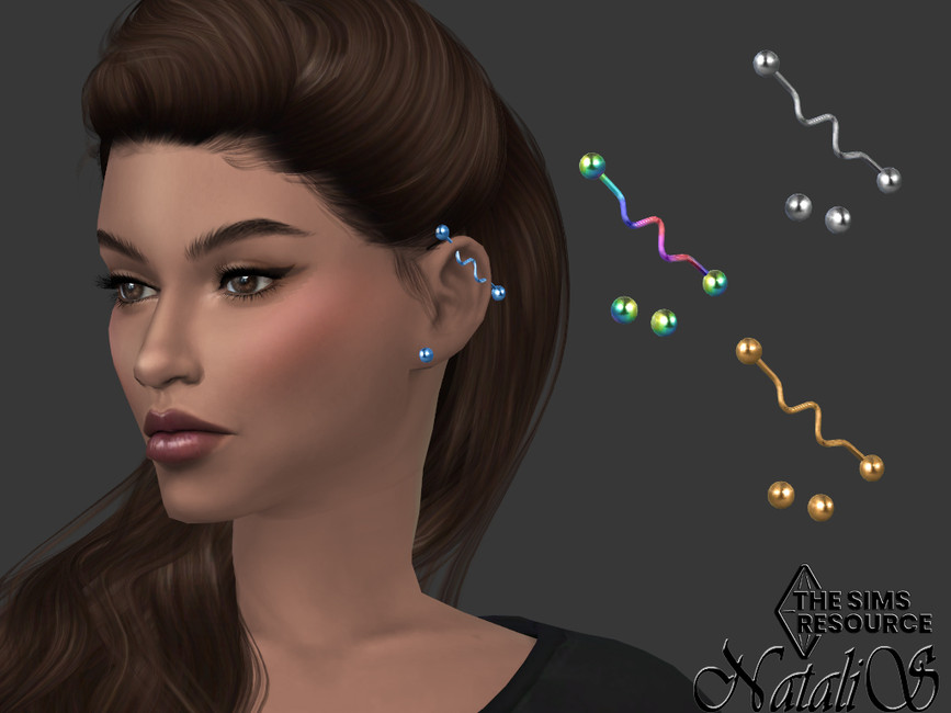 The Sims Resource - Zigzag industrial ear piercing