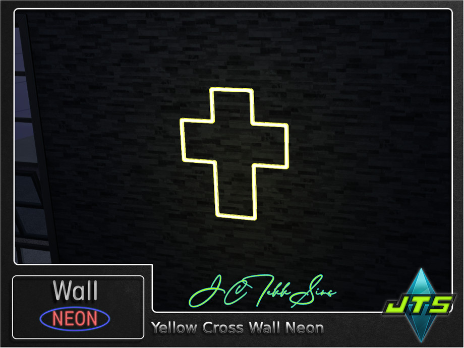 The Sims Resource - Yellow Cross Neon Wall Light