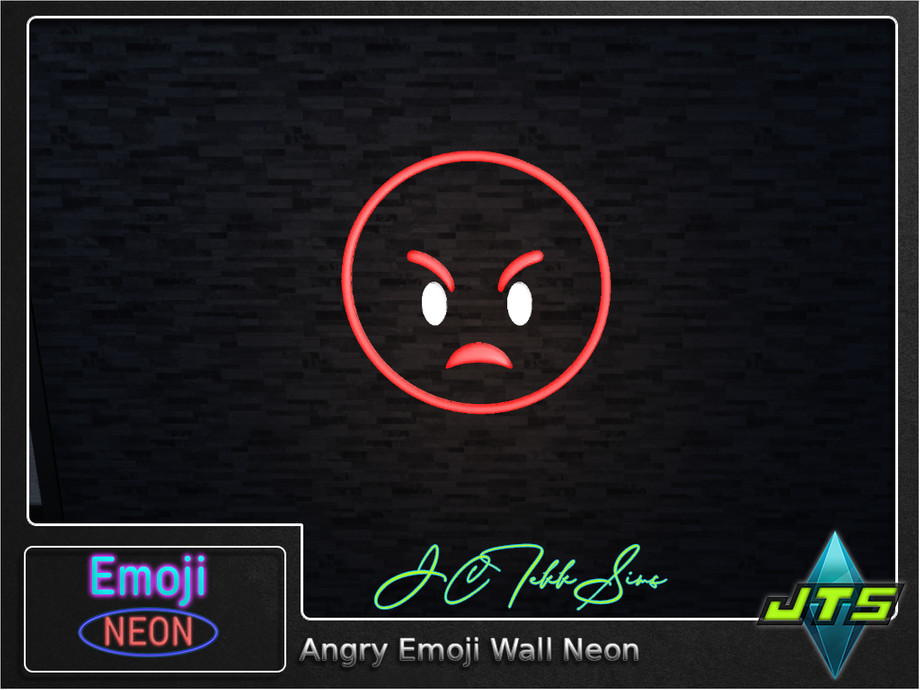 The Sims Resource | Angry Emoji Neon Wall Light
