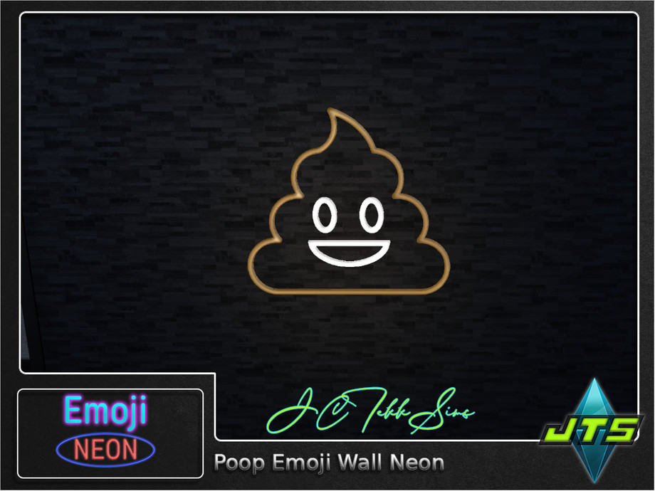The Sims Resource | Poop Emoji Neon Wall Light