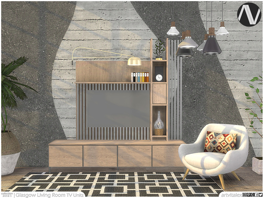 The Sims Resource - Glasgow Living Room TV Units