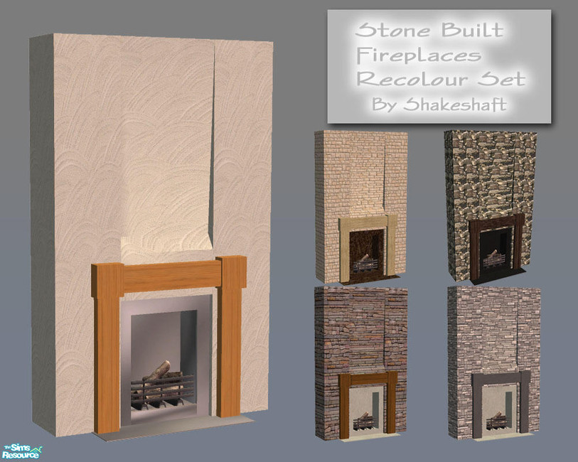 The Sims Resource - Stone Built Fireplaces Recolour Set