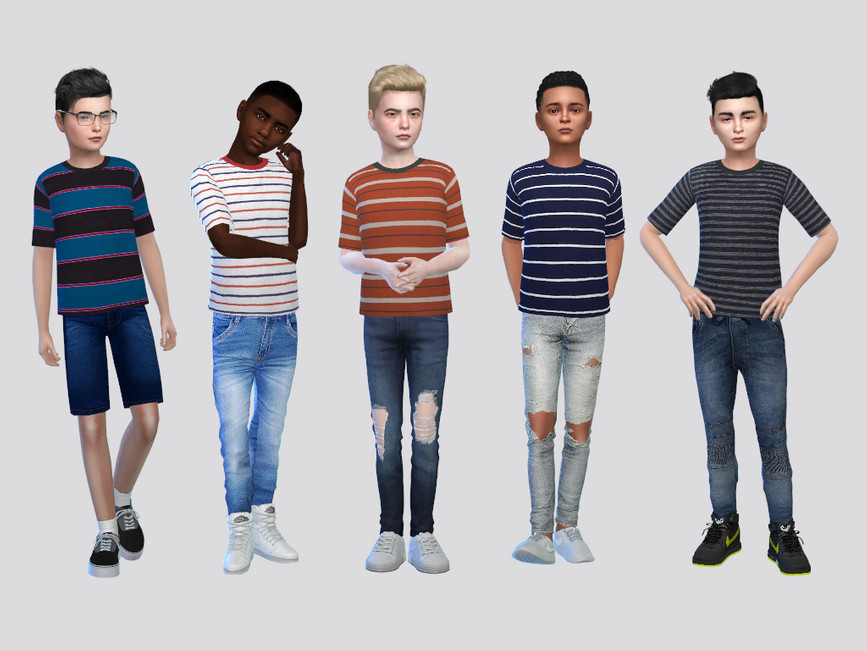 The Sims Resource - Boys Stripes Tees