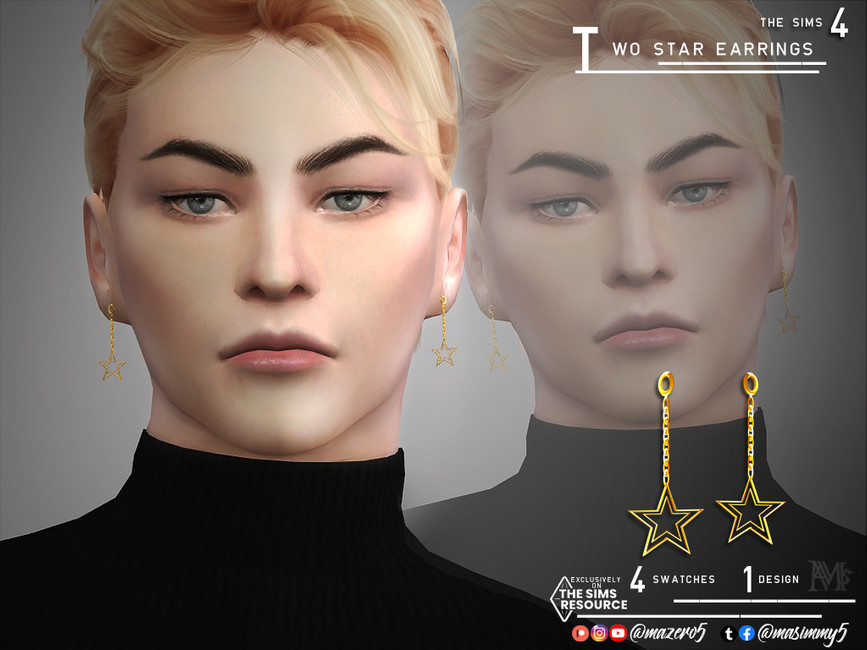 The Sims Resource - Two Star Earrings
