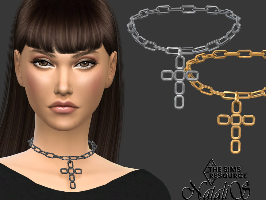 The Sims Resource - Chain choker with cross