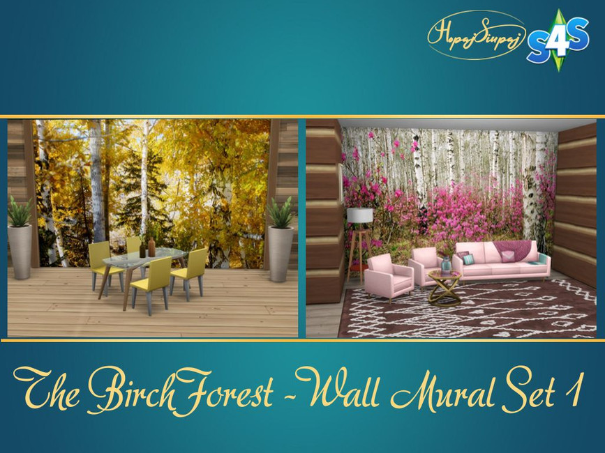 The Sims Resource - The Birch Forest - Wall Mural Set1