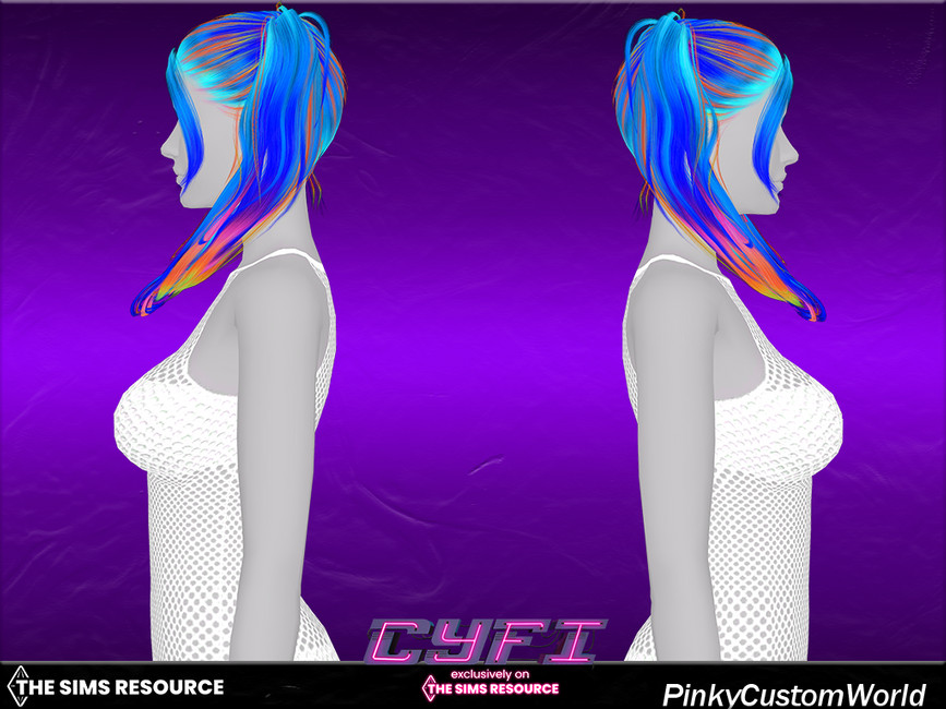 The Sims Resource - Cy-Fi - Cyberpunk Retexture of Yosi hair by S-Club