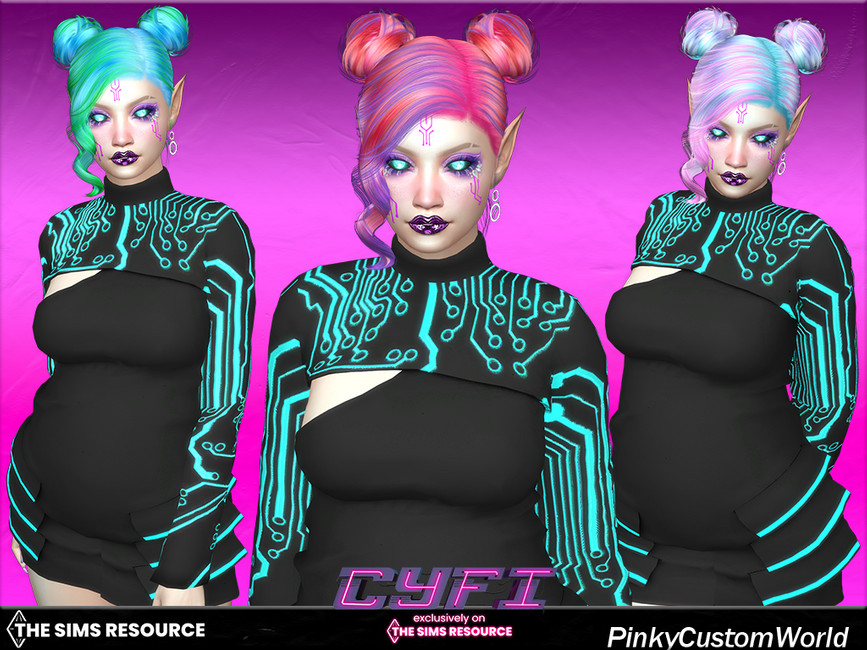 The Sims Resource - Cy-Fi - Cyberpunk Retexture of Lucia II hair by S-Club